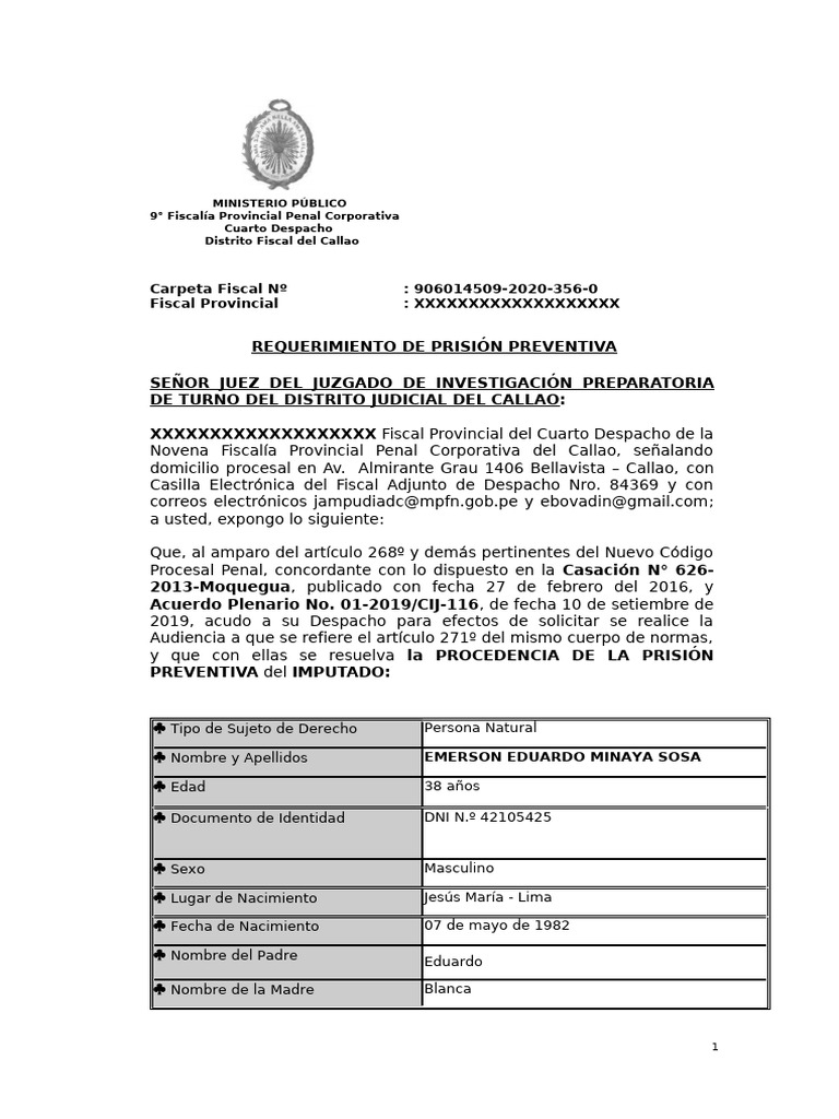 Prision Preventiva - Modelo | PDF
