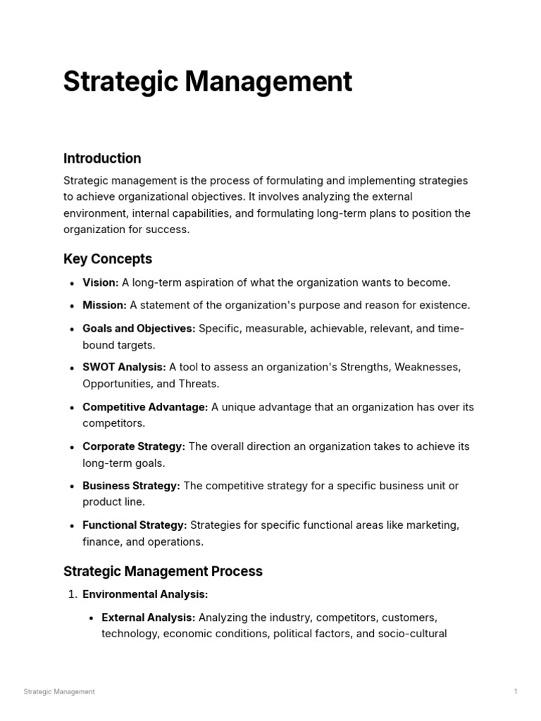 CH 4 - Strategic Management | PDF