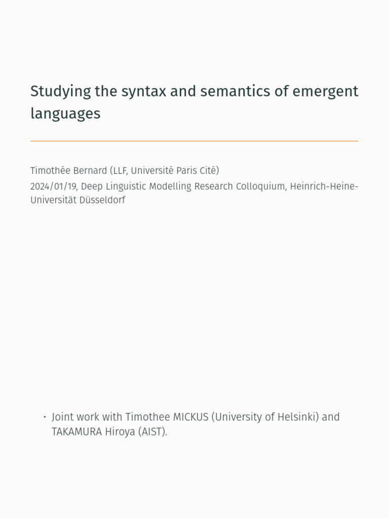2024 01 19 Deep Linguistic Modelling Research Colloquium Studying The Syntax and Semantics of ...