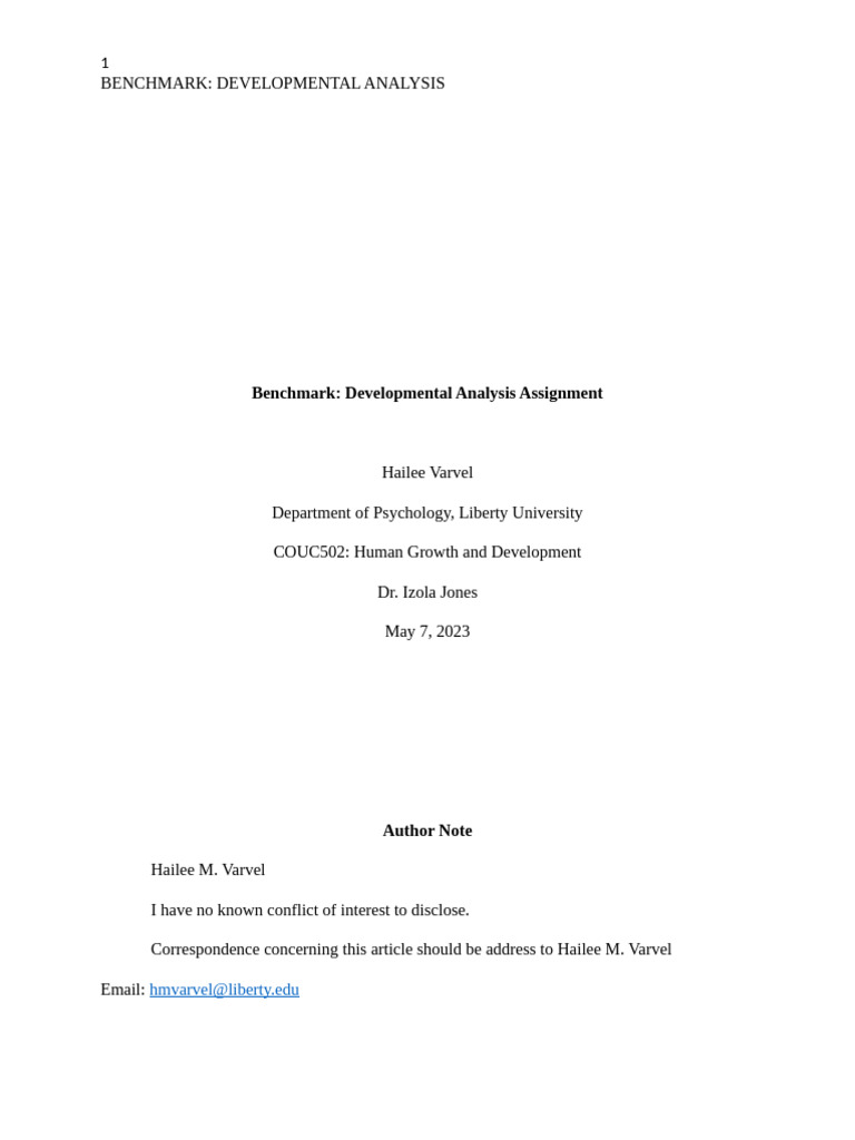 Benchmark Developmental Analysis | PDF