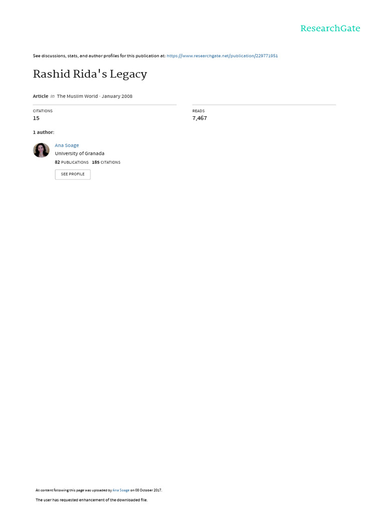 Rashid Ridaslegacy | PDF