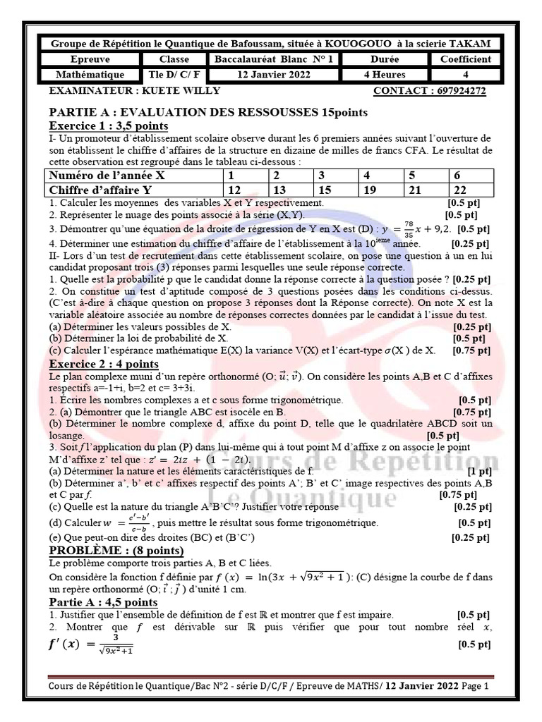 Eval 1-1 de Maths TD | PDF