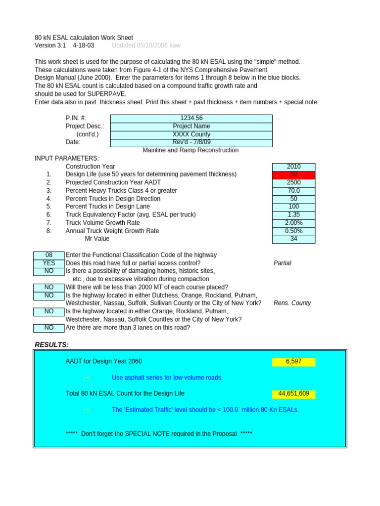 ESAL Calculator | PDF
