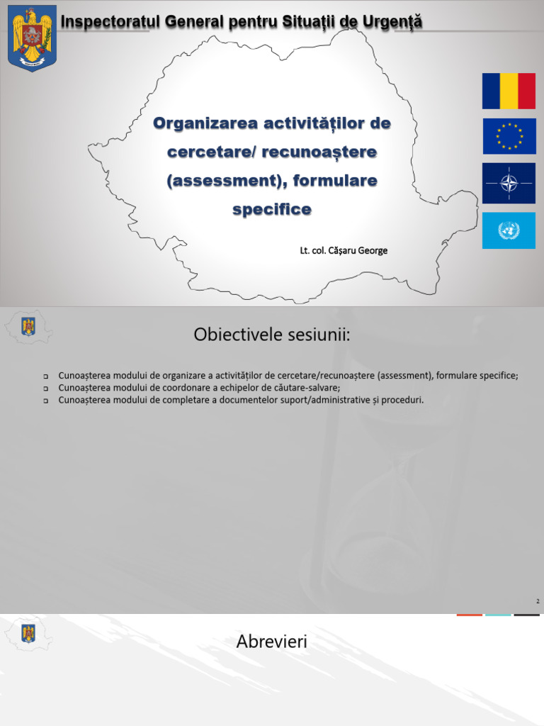 Organizarea Activitatilor de Cercetare Recunoastere (Assessment ...