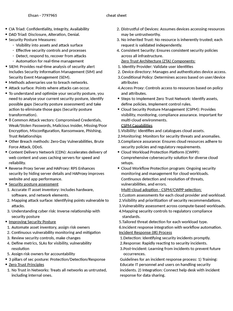 Csit302 Cheat Sheet | PDF | Business | Security