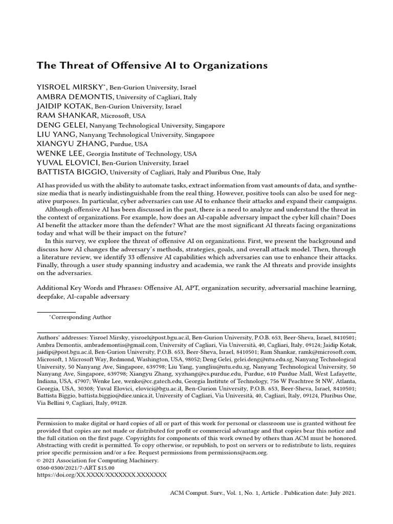 1 Threat Offensive AI Important | PDF | Artificial Intelligence ...