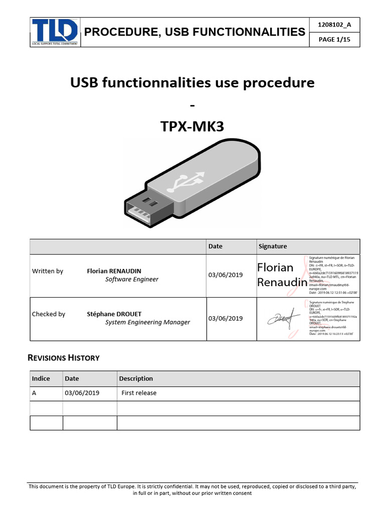 USB Functionnalities Use Procedure - Tpx-Mk3 | PDF
