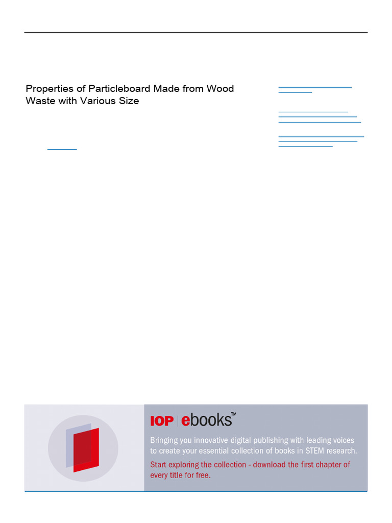 Properties of Particleboard Made From Wood Waste W | PDF
