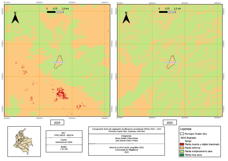Mapa NDVI Pueblo Rico, Risaralda | PDF