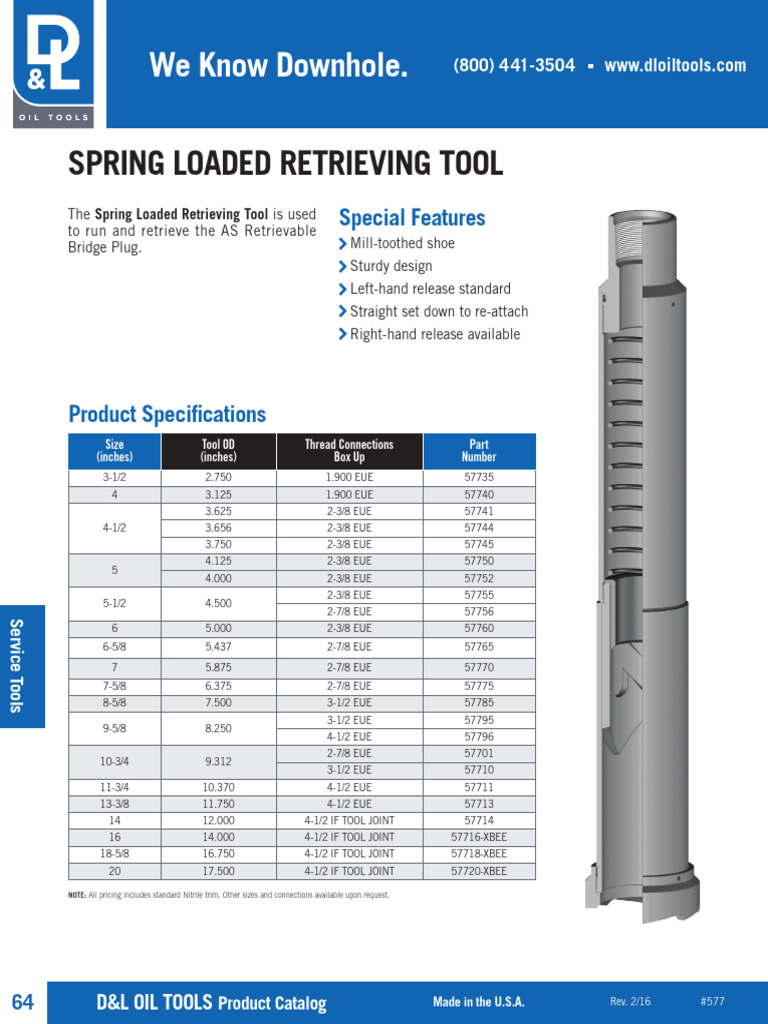 Spring Loaded Retrieving Tool 103102045 | PDF