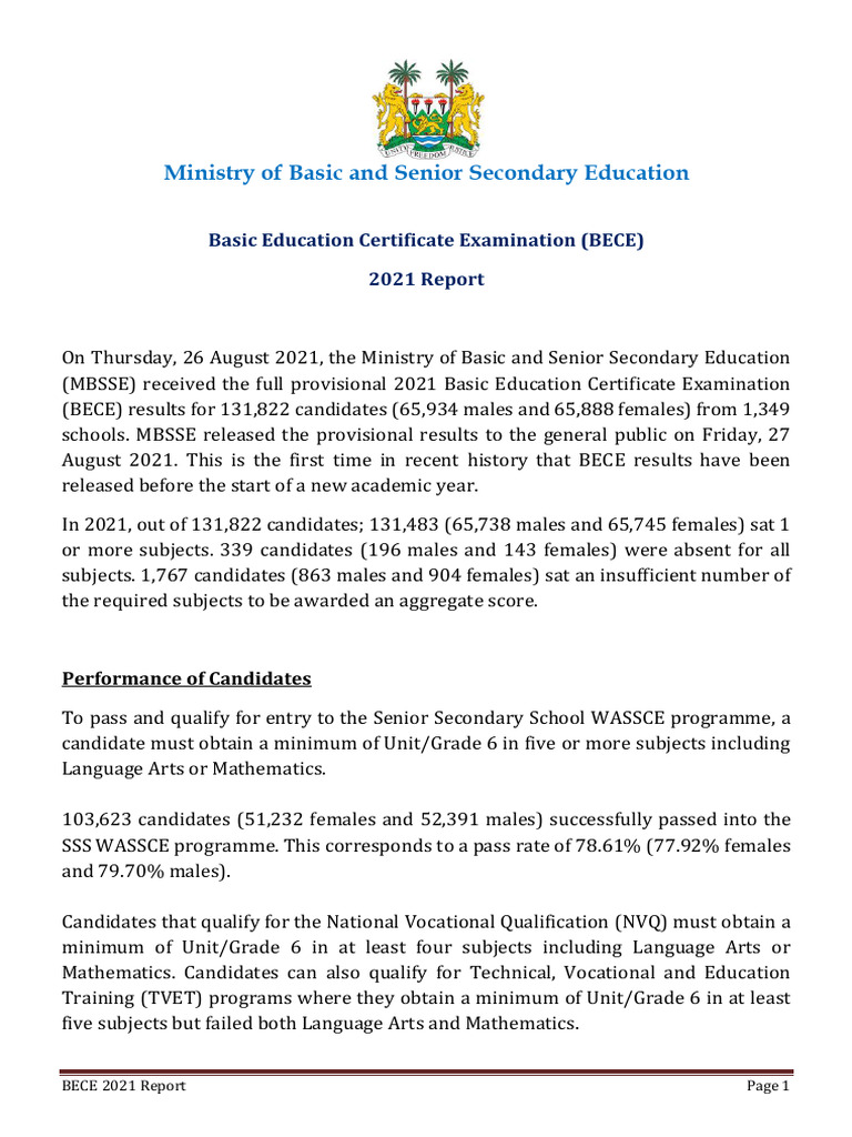 BECE-2021 Report v3-1 | PDF