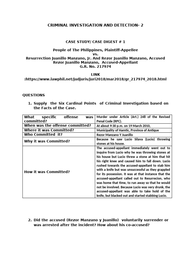 VELASCO Case Digest 1 People V Manzano 2 | PDF | Appeal | Murder