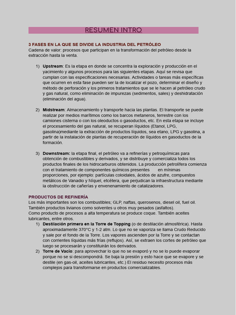 Resumen Intro Al Petroleo | PDF