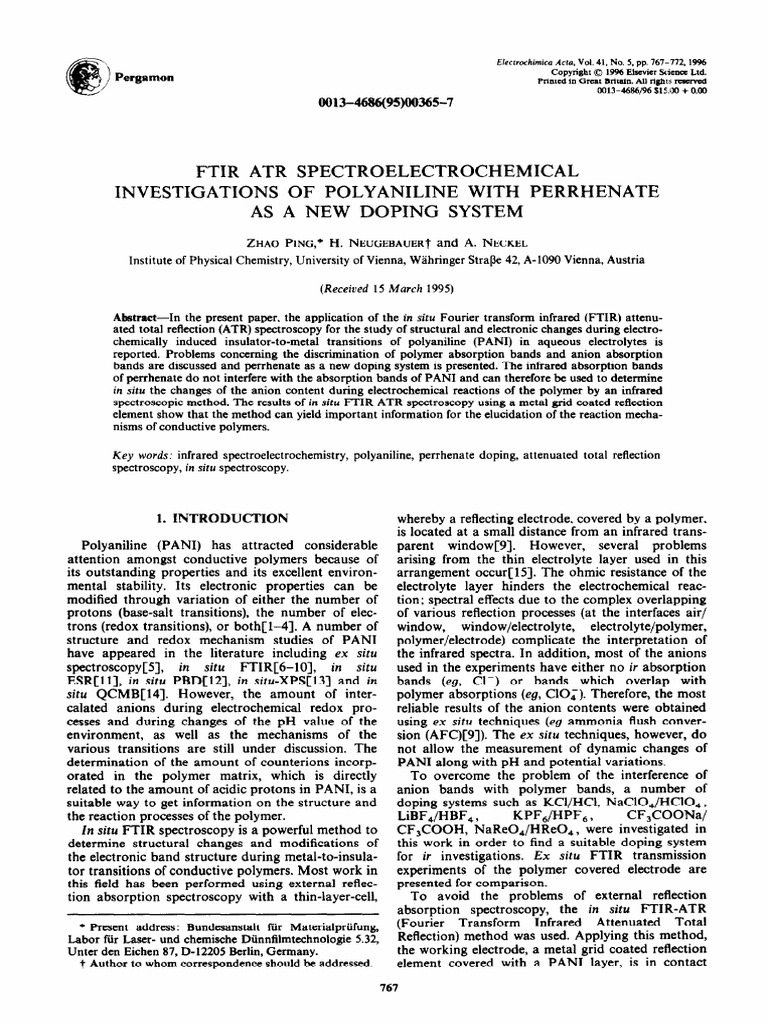 FTIR ATR Study of Polyaniline Doping | PDF | Infrared Spectroscopy ...