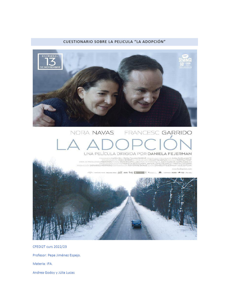 Cuestionario Sobre La Pelicula | PDF | Adopción