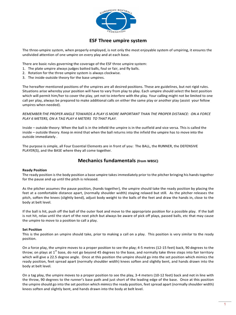 Three Umpire System ESF 2017 | PDF