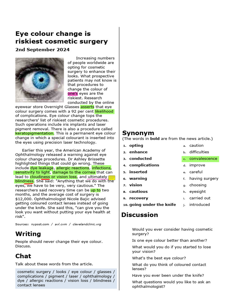 Eye Colour Change M | PDF | Linguistics | Syntax