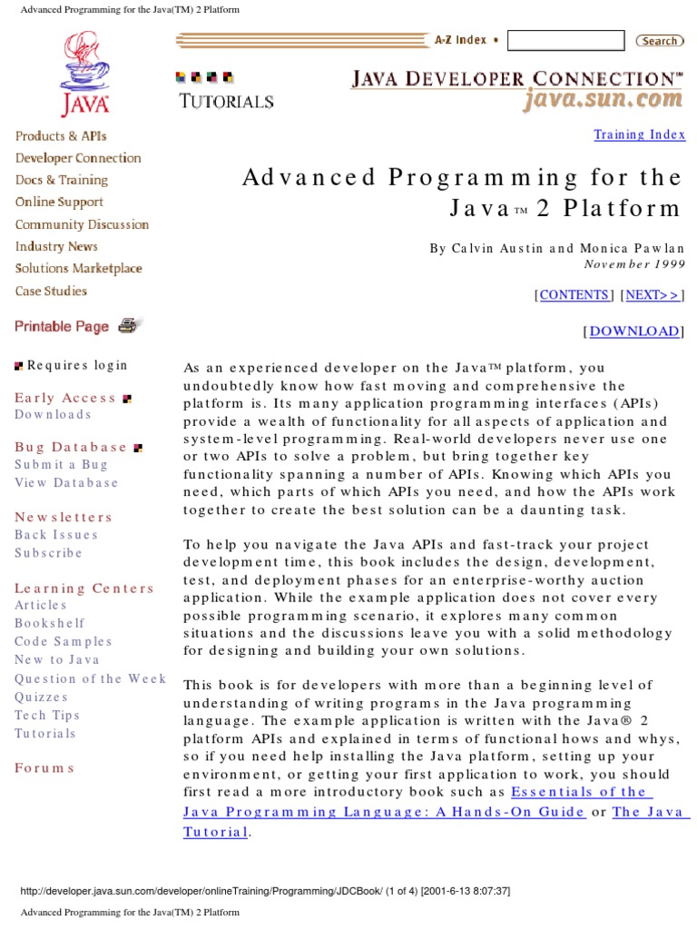 Advanced Java Programming For The Java 2 Platform | PDF | Use Case | Enterprise Java Beans