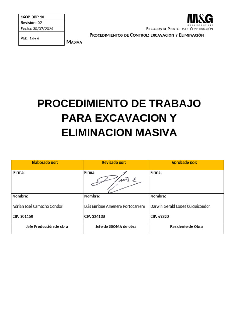 16OP-DBP-10 Excavacion y Eliminacion | PDF