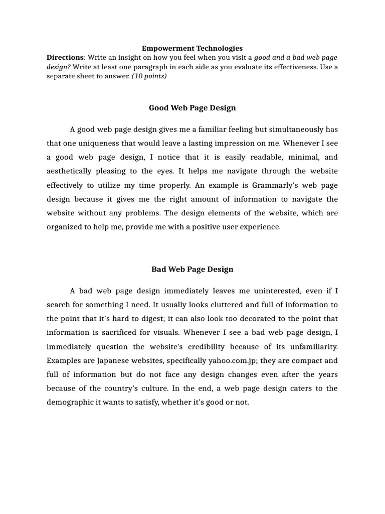 Good and Bad Webpage Design | PDF