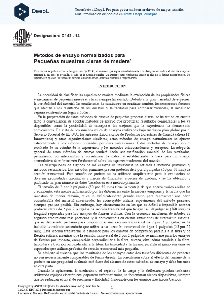 Astm d143 - Small Test of Timber Es | PDF