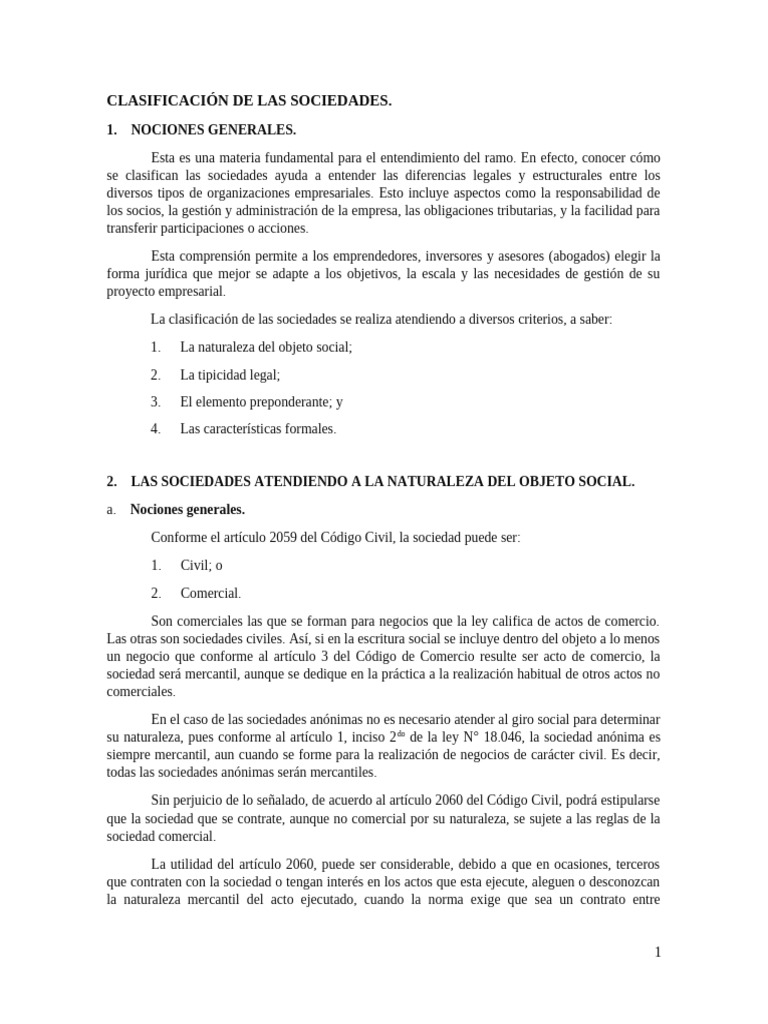 2. Clasificación de las sociedades | PDF
