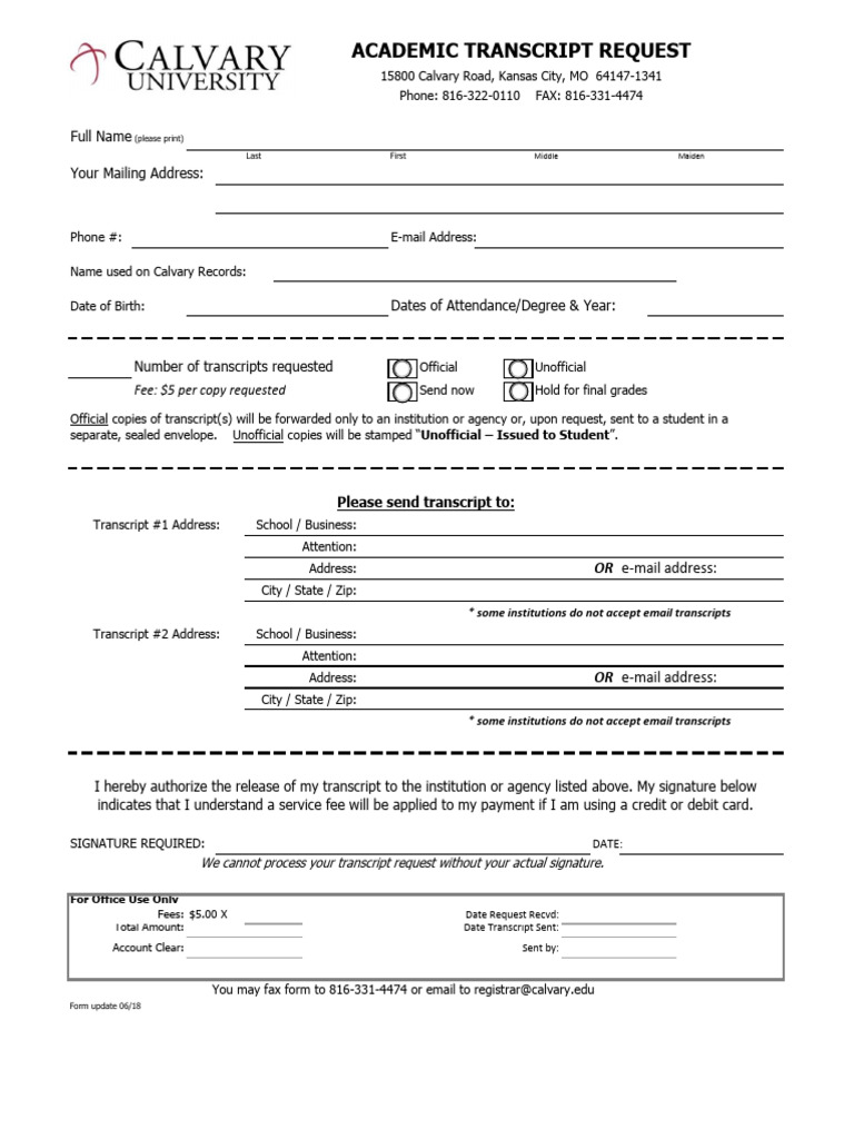 Transcript Request | PDF