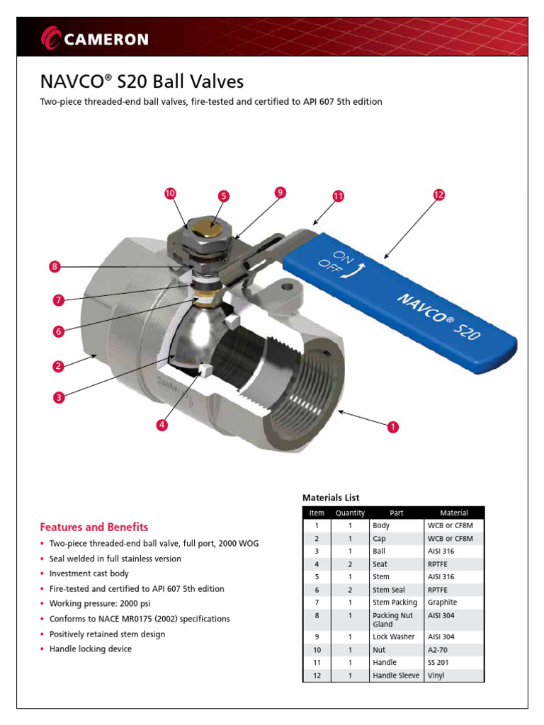 Navco s20 Ball Valve Flyer | PDF