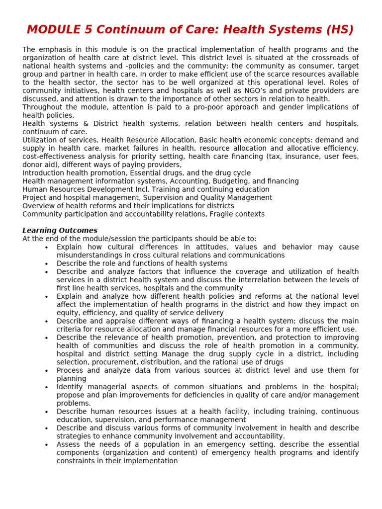 MODULE 5 Continuum of Care Complete | PDF