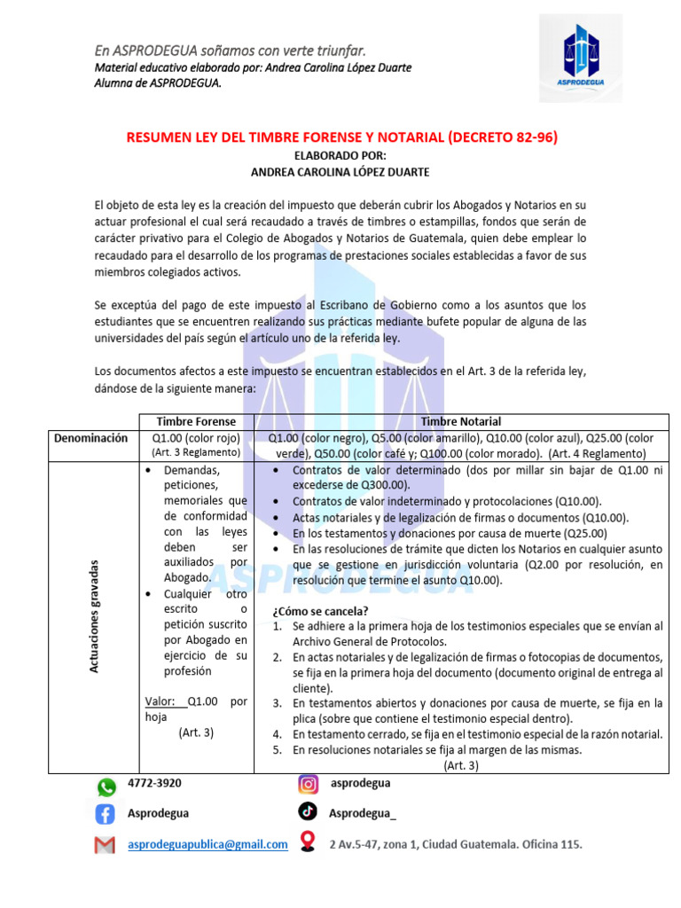 Ley del Timbre Forense y Notarial en Guatemala | PDF | Justicia | Derecho
