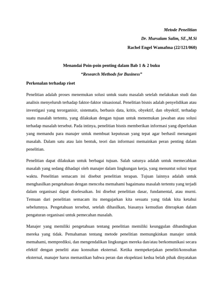 Rachel Engel Wamafma (22121060) Metode Penelitian | PDF