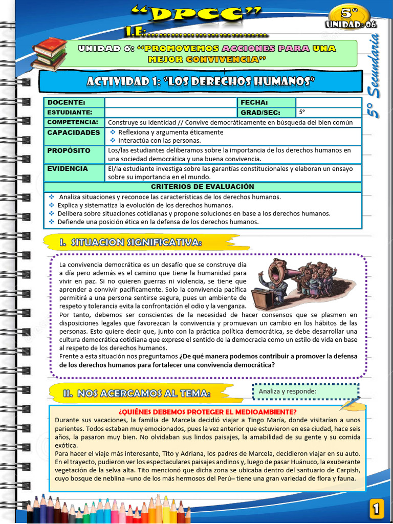5° DPCC - Actv.01-Unid.6 2023 | PDF