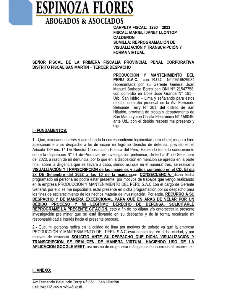 Solicito Visualizacion y Transcripcion Virtual | PDF | Fiscal | Justicia