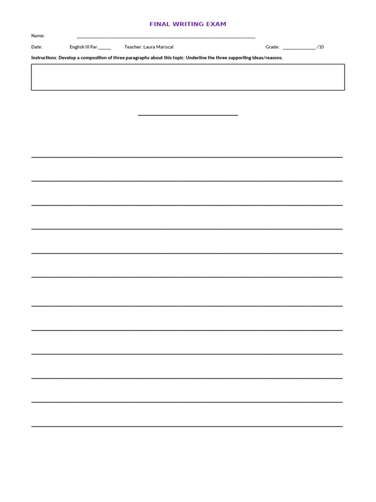 Final Writing Exam | PDF