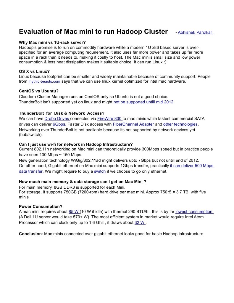 Mac Mini Hadoop Cluster | PDF | Linux | Macintosh