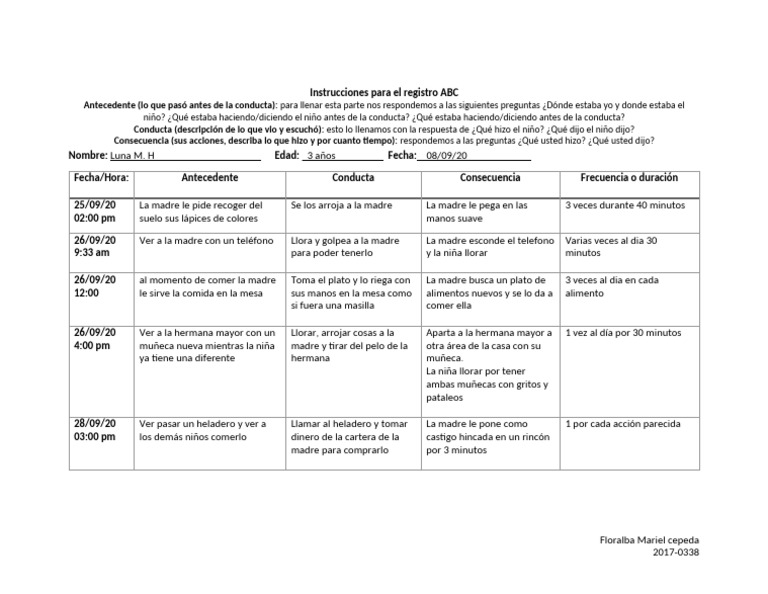 Registro de data ABC tarea | PDF