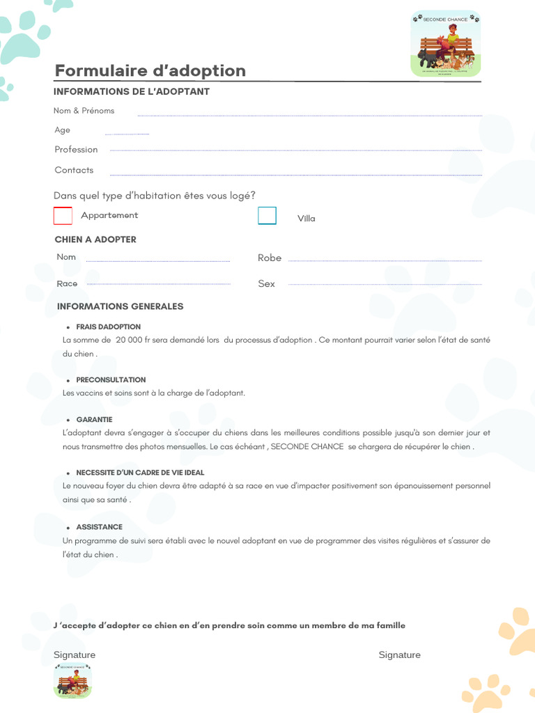 Contrat D'adoption Seconde Chance | PDF