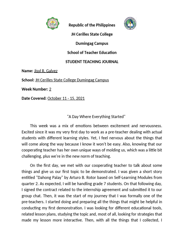 WEEK 2 - INTERNSHIP JOURNAL - GalvezR 1 | PDF