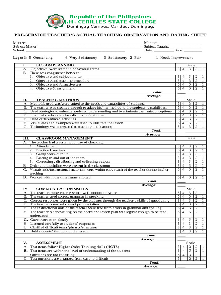 Rating-sheet-teaching-demo | PDF