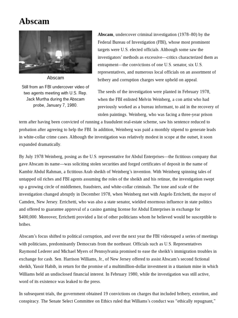 Abscam - Britannica Online Encyclopedia | PDF