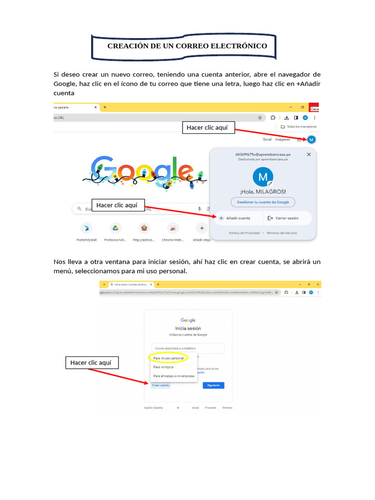 Creación de Un Correo Electrónico y Ruta de Viaje | PDF