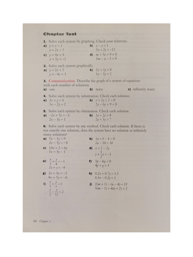 System of Linear Equations Practice Test1 2023 | PDF