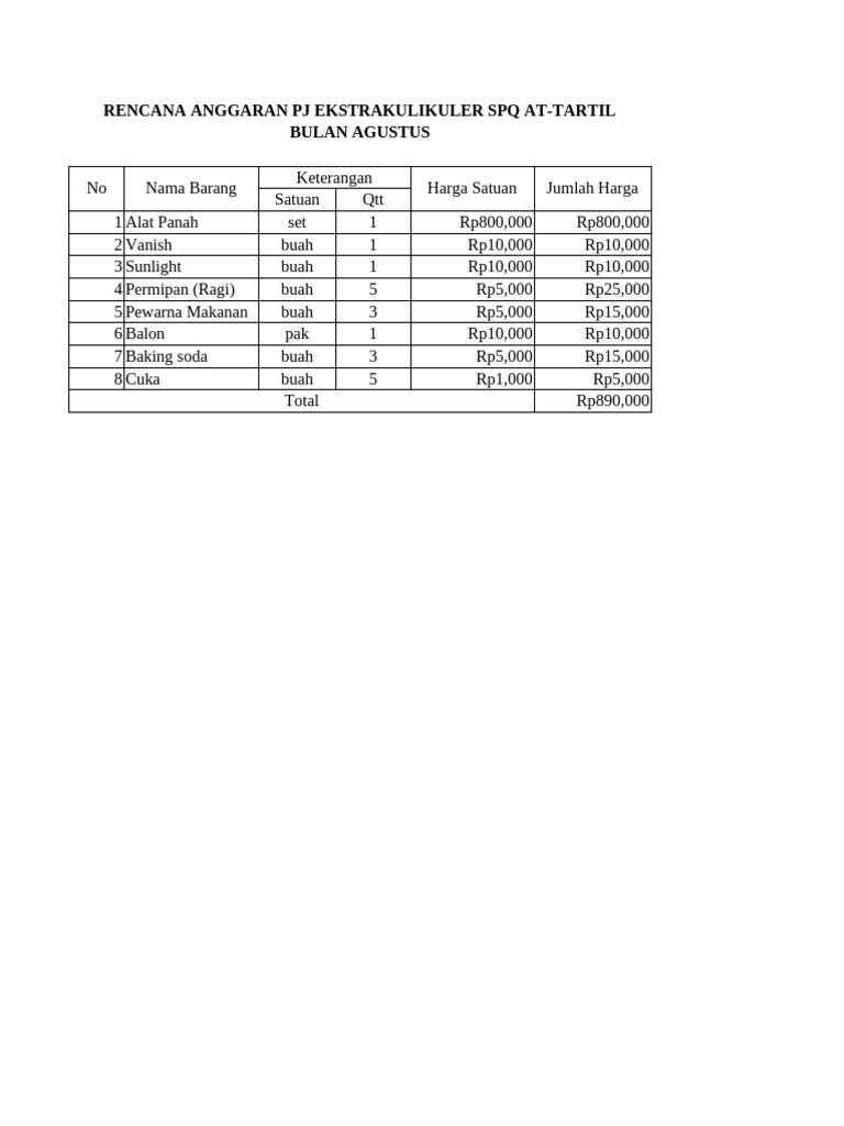 Rab Ekskul Agustus 2024 | PDF