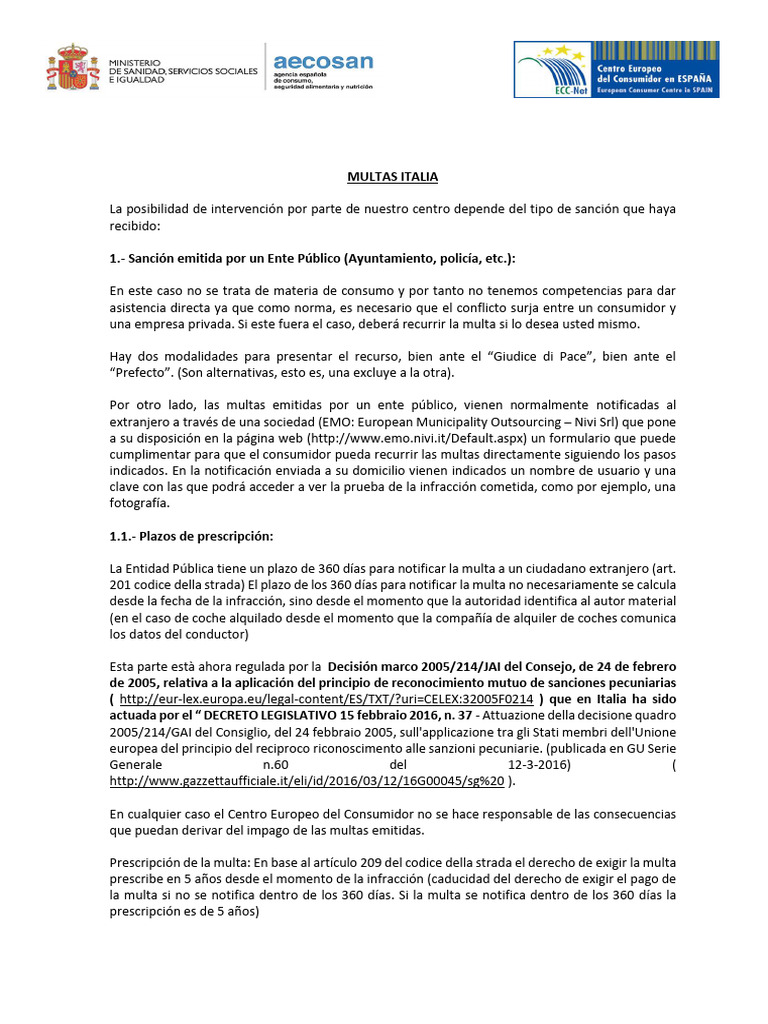 Multas en Italia | PDF