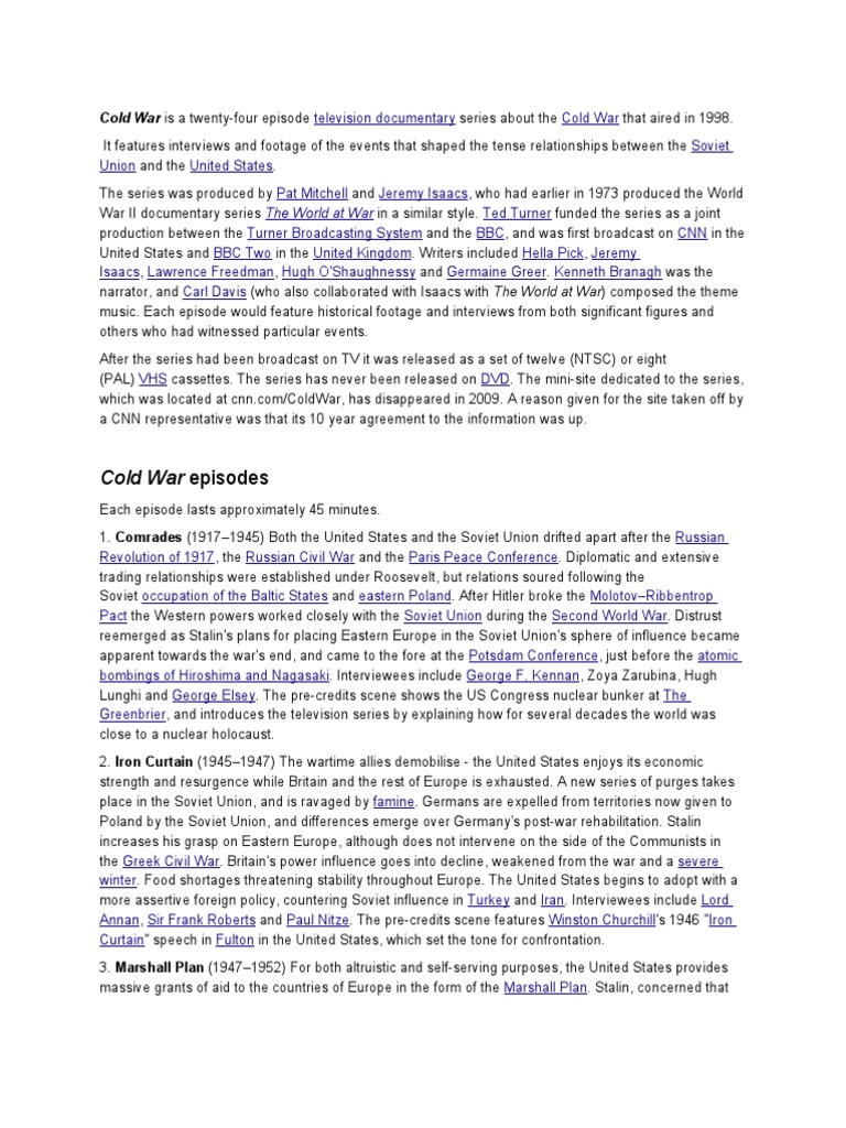 Cold War Documentary Overview | PDF | Mikhail Gorbachev | Robert Mc Namara