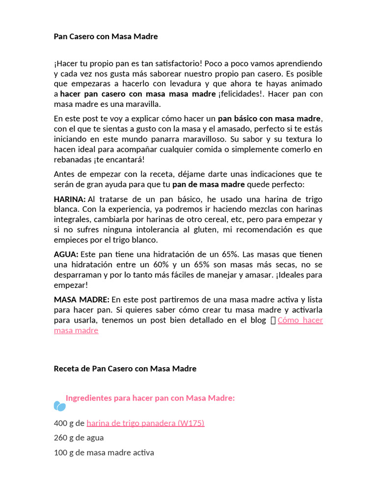 Pan Casero Con Masa Madre | PDF