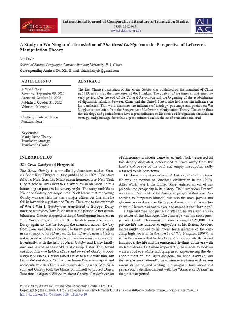 A Study On Wu Ningkun's Translation | PDF