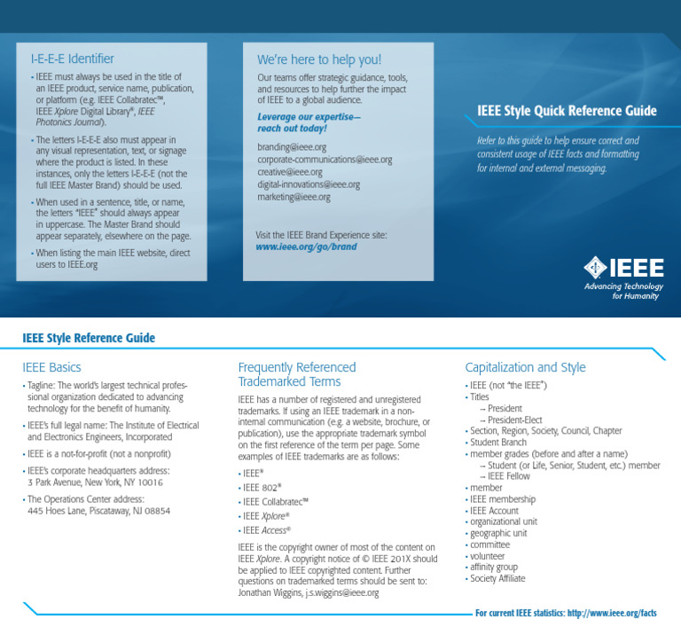 IEEE Style Quick Reference Guide Trifold | PDF