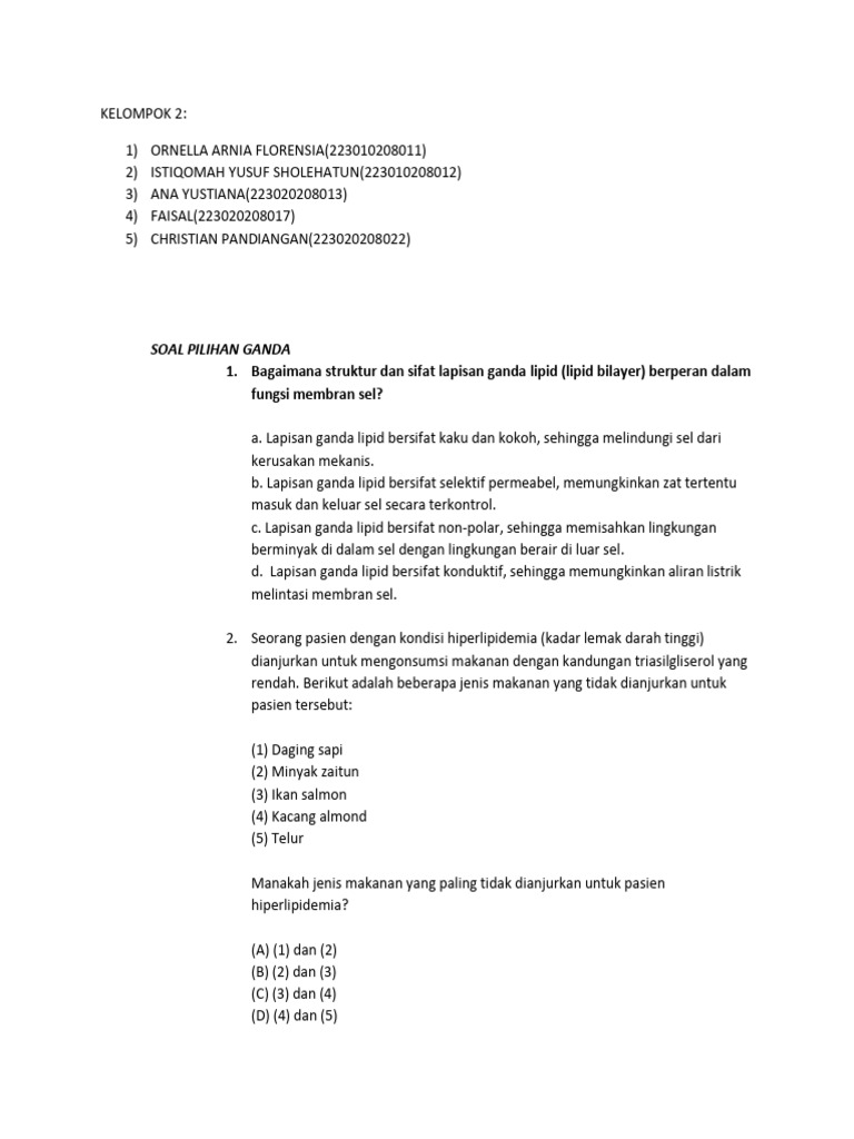 Kelompok 2 Biomolekul 5 Soal | PDF