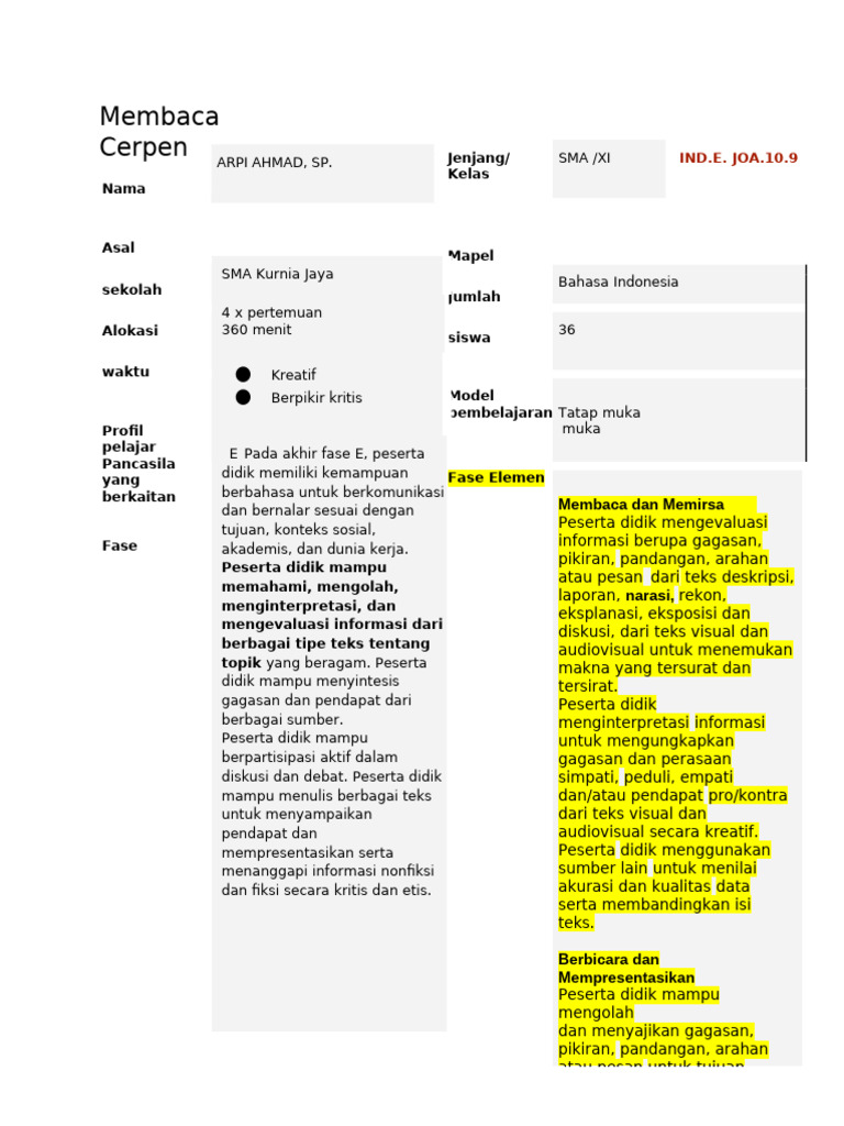 Membaca Cerpen | PDF